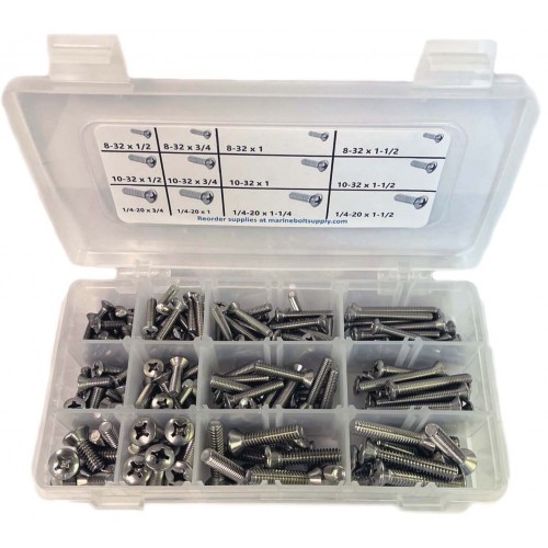 Type 316 Stainless Phillips Oval Machine Screw Assortment Kit
