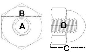 Type 316 Stainless Steel Size 5/8-11 Cap (Acorn) Nut