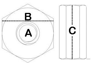 Type 18-8 Stainless Steel Size 1/4-28 Coupling Nuts